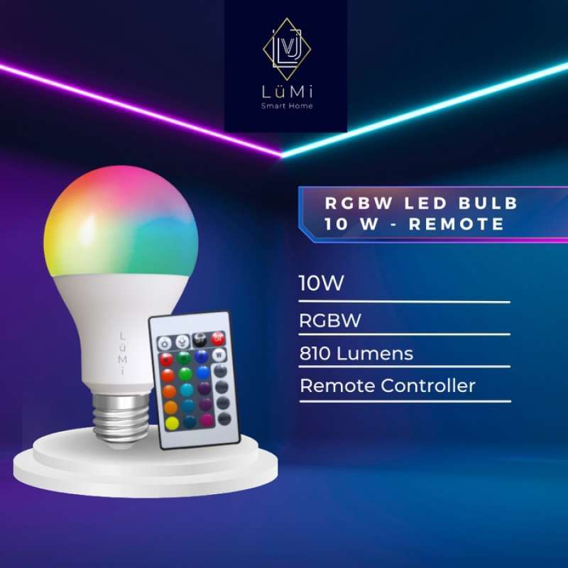 Jual Lumi Lampu Led Rgbw Remote Controller 10W Light Bulb On/Off di ...
