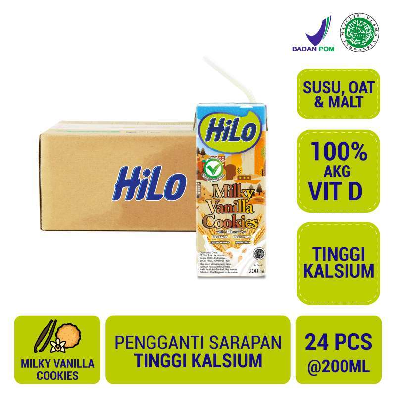 Jual HiLo Milky Vanilla Cookies Ready to Drink 200ml (24 Tetrapack ...