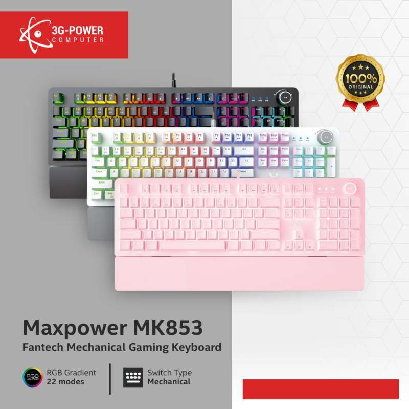 Jual Fantech MAXPOWER MK853 Mechanical Keyboard Gaming - Pink - Red ...