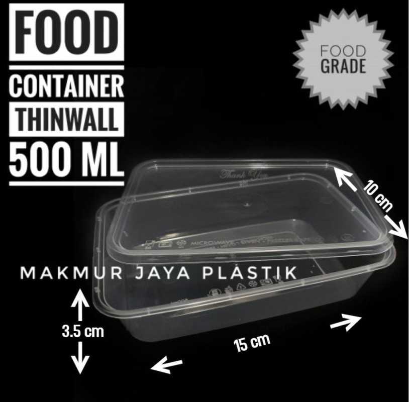 Jual Thinwall Persegi Panjang 500 Ml Kotak Makan Food Container