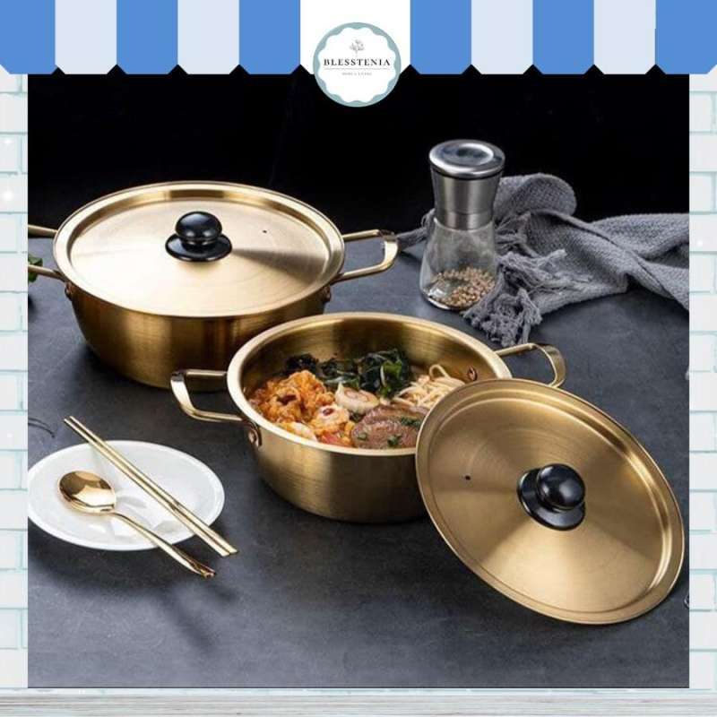 Jual Panci Emas Gold Cookware Seafood Pot Ramen Korean Pan Stainless ...