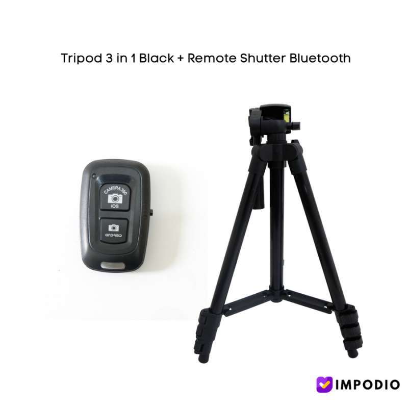Promo Paket Tripod 3 in 1 + Remote Shutter Bluetooth IMPODIO Diskon 48% ...