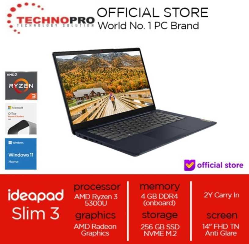 Jual Lenovo IdeaPad Slim3 RAID|RBID|RCID 14ALC6 Ryzen 3 5300U 4GB 256SSD W11 OHS di Seller ...
