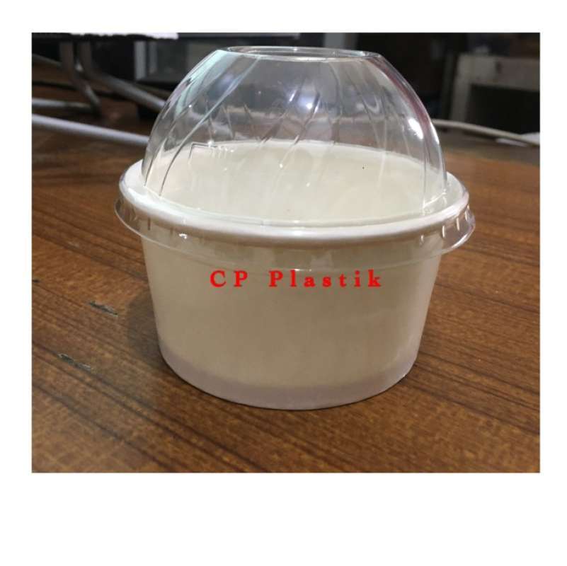Jual Paper Cup Ice Cream Uk. 5 Oz + Lid Dome (Isi 50 Pcs) di Seller ...