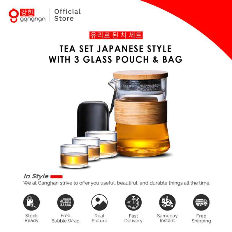 Jual Ganghan Teko Teh 250Ml + 3 Gelas Kaca | Glass Tea Set Japanese ...