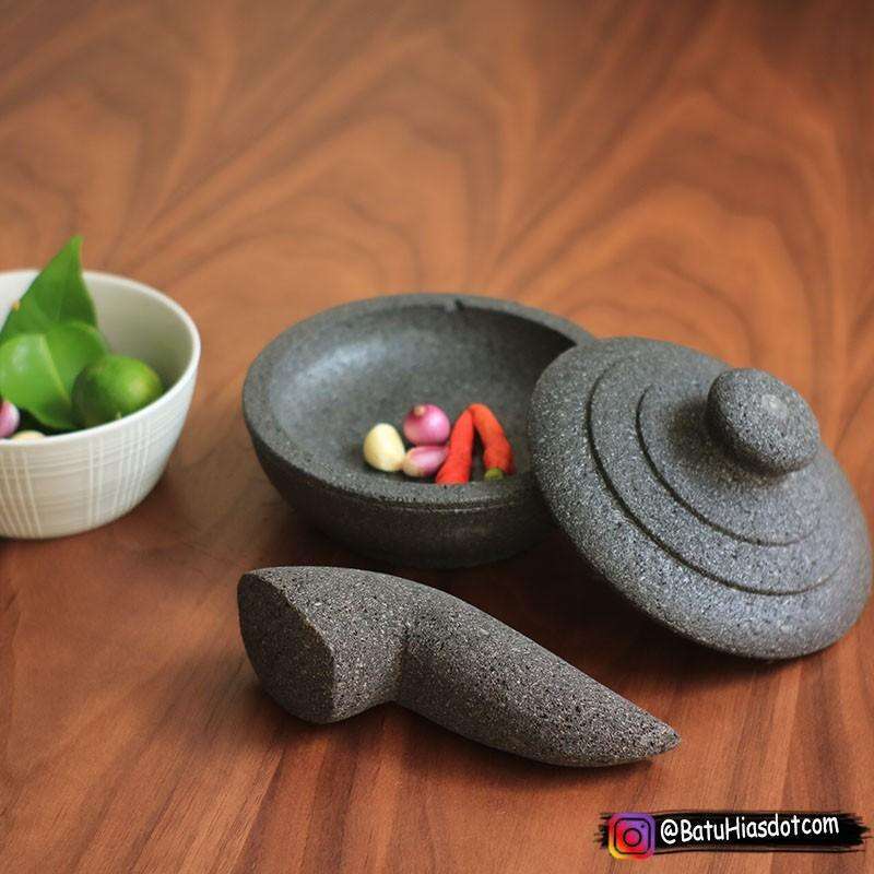 Jual Cobek Ulekan dan Tutup Batu Lava Grade A diameter 15 cm di Seller ...