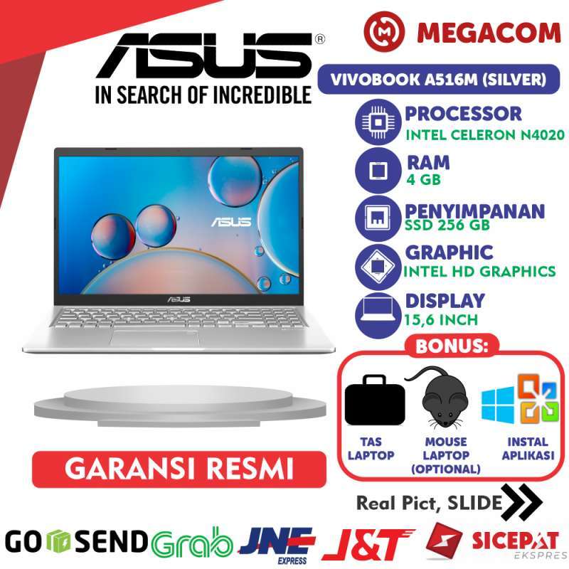 Jual Laptop New Asus A516m Silver Celeron N4020 Ram 4/256 Gb Ssd Layar ...