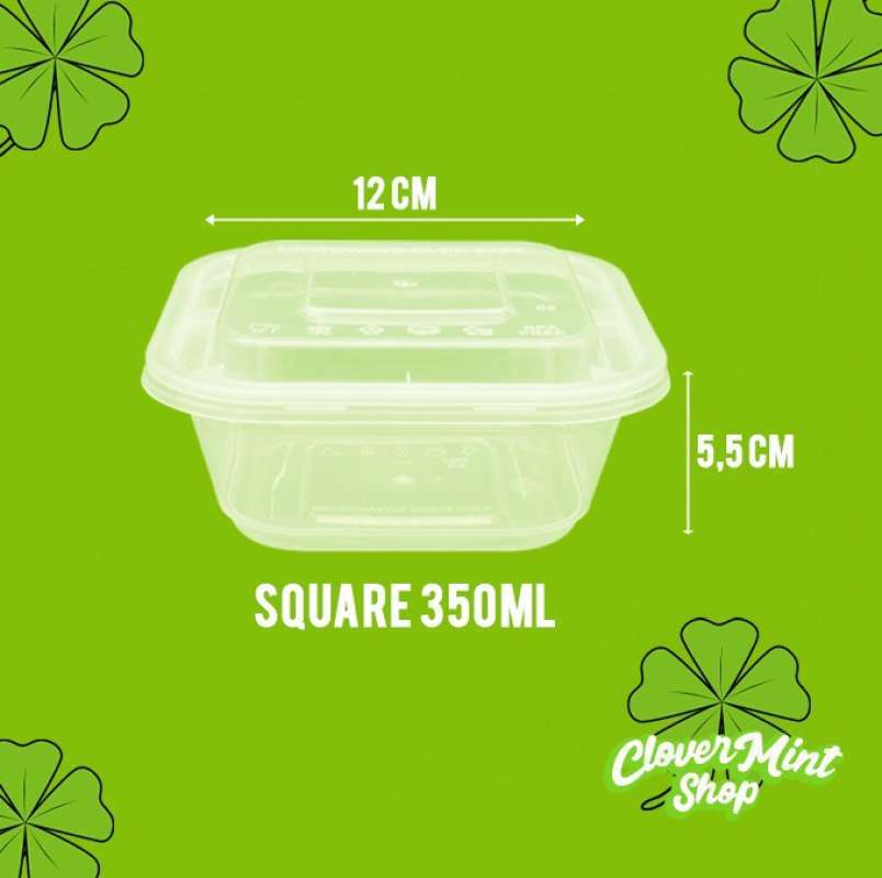 Jual Kotak Makan Plastik Persegi 350ml Tempat Makanan Thinwall 500pcs