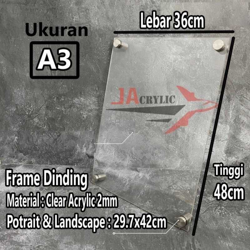 Jual Frame Dinding Akrilik / Display Dinding Akrilik Ukuran A4 / A3 ...