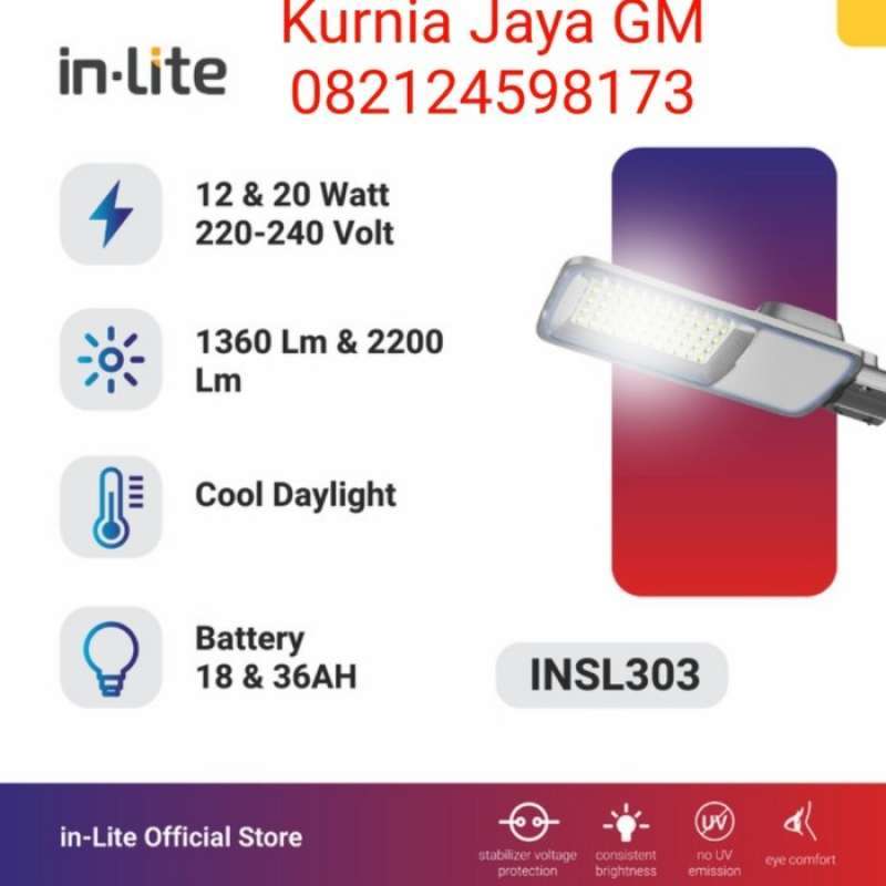 Promo Inlite Pju Solar Street Light Led 12watt 20watt Insl303 Lampu ...