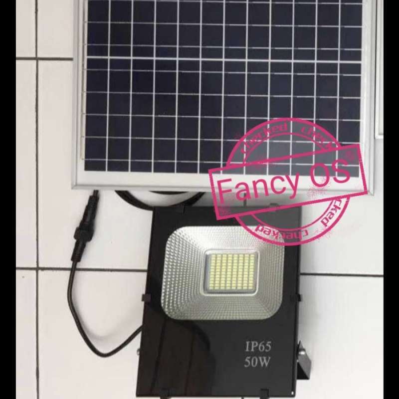 Promo Lampu Sorot Solar Panel Led 50w 50watt Kuning Tenaga Surya Diskon