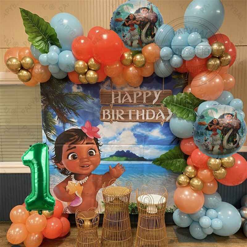 Promo 1Set Disney Moana Tema Balon Pesta 32Inch Hijau Nomor Foil Balon ...