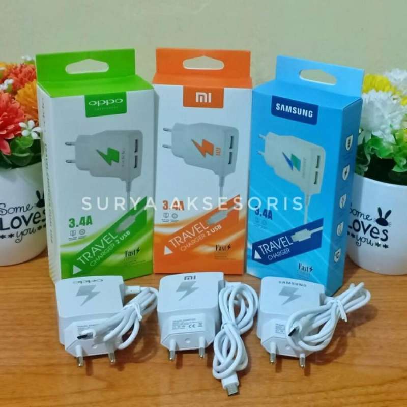 Jual Charger Android Universal 3.4 Ampere 2 Port Usb Kualitas Bagus Di ...