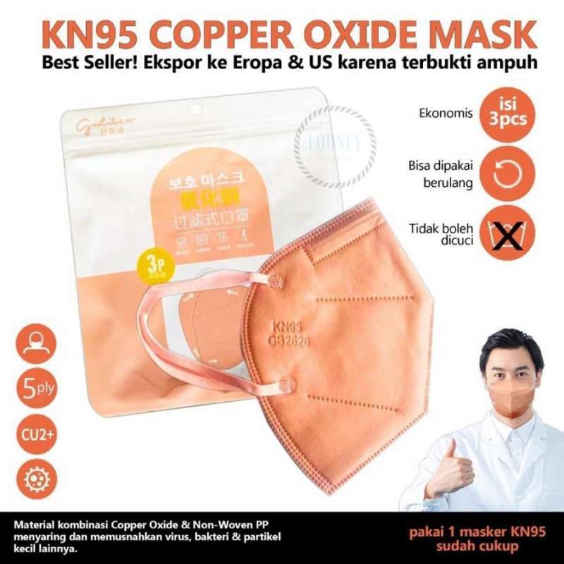 Jual Masker KN95 tembaga oxide 5ply / KN95 Copper Oxide Mask 5ply isi ...