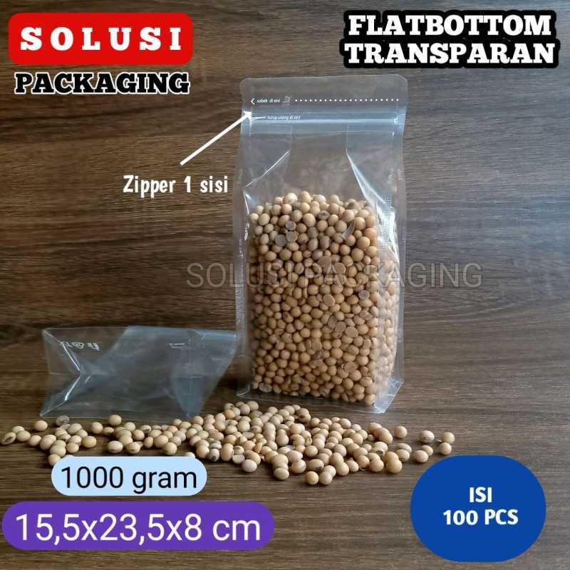 Jual isi 100 Pcs FLAT BOTTOM TRANSPARAN 1Kg FB Lightpack Kpack Plastik ...