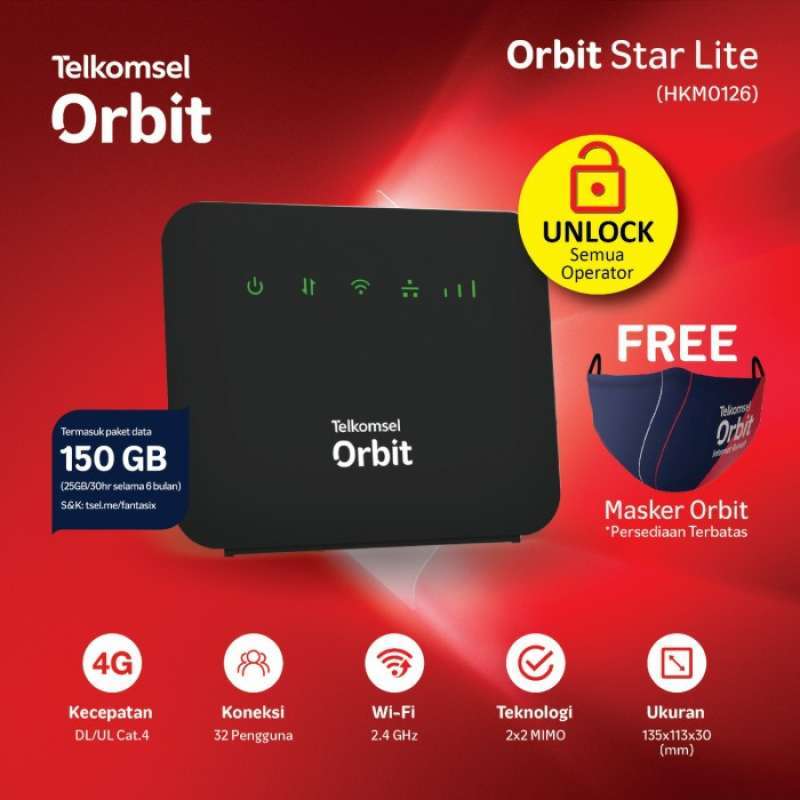 Jual Telkomsel Orbit Star Lite Modem WiFi 4G High Speed Bonus Data 50GB ...