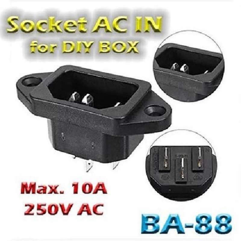 Jual Socket Ac In Panel Mount Plug Power Socket Connector 10a 250v 3 ...