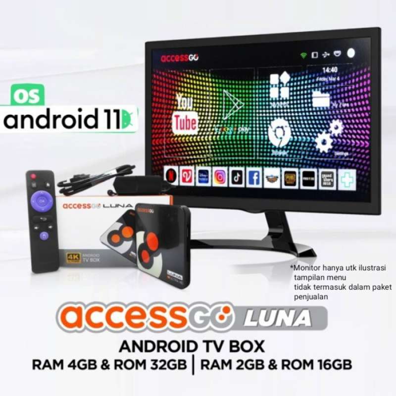 Promo Stb Tv Android 11 Accessgo Luna Tv Box Ram 2Gb/16Gb & 4Gb/32Gb ...