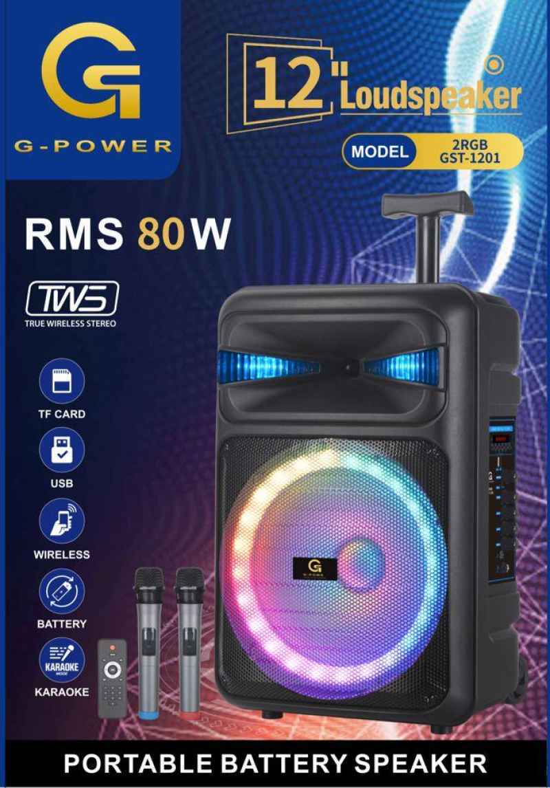Jual G-power -speaker Bluetooth Portable Battery Gst 1201 2rgb Led ...