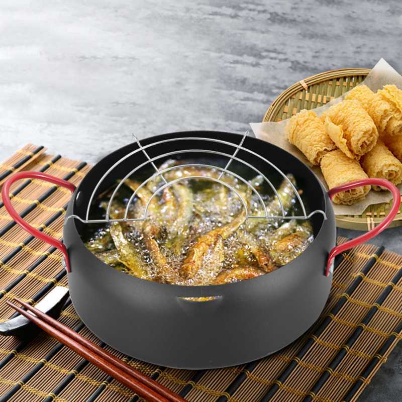 Jual Frying Pot Food Grade Heat Resistant Metal Deep Fryer Pan with ...