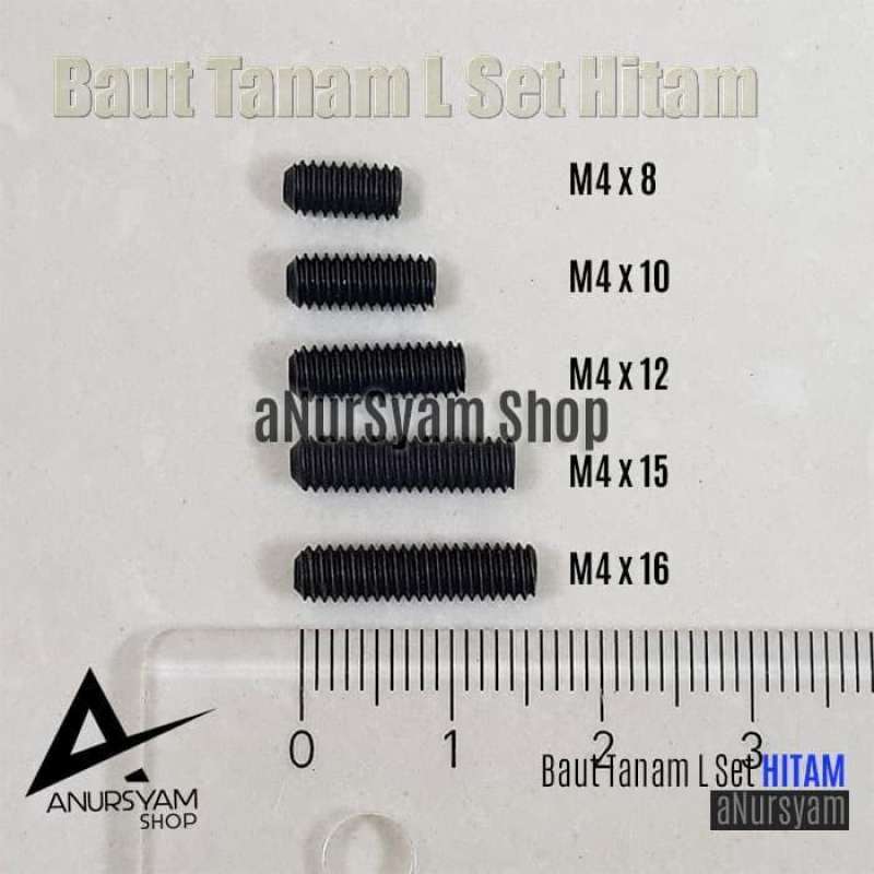 Jual Baut Tanam M4x12 HITAM / L Set M4 x 12 HITAM di Seller aNursyam ...