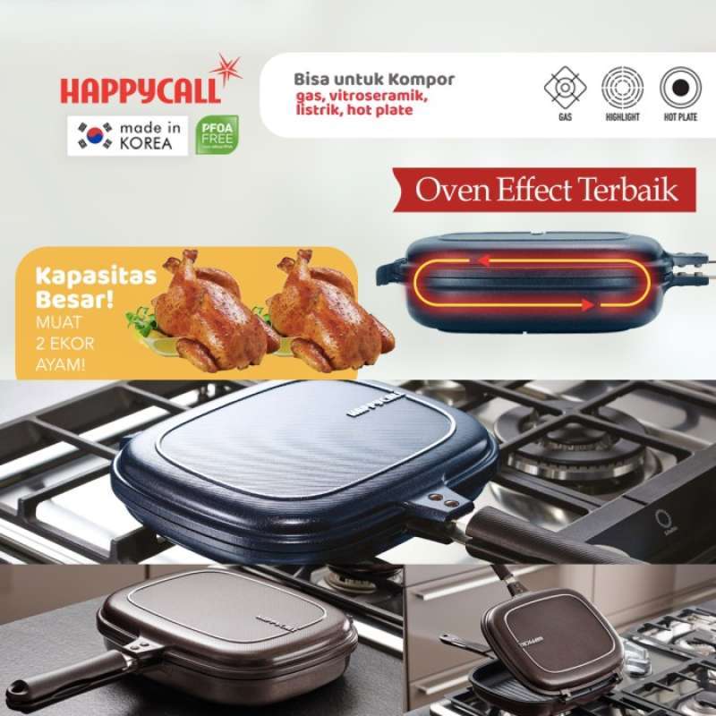 Promo Happycall Titanium Double Pan Jumbo Grill Blue Diskon 6% Di ...