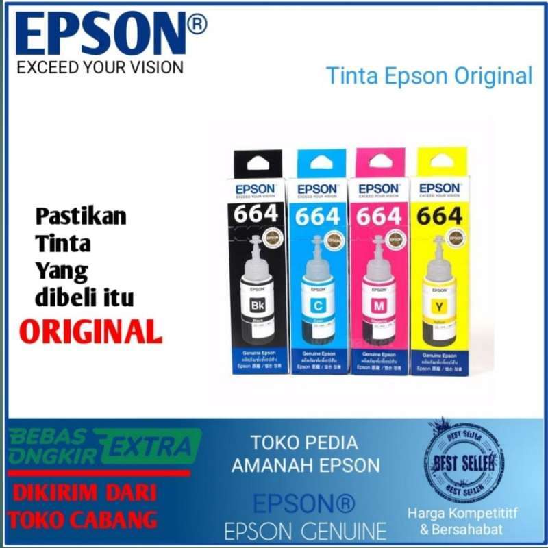 Jual 1 set tinta epson 664 original for L100/L110/L120/L360/L1300 di Seller StarData-Com - Kebon ...