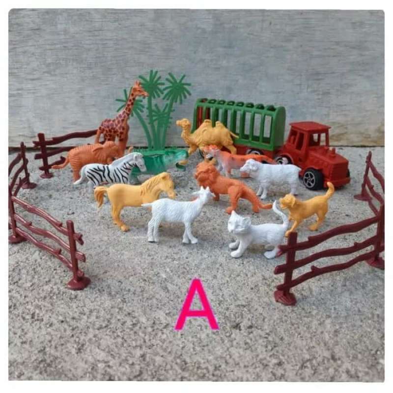 Jual Mainan Set Animal Hewan Truk Karet - Kebun Binatang Mini Edukatif ...