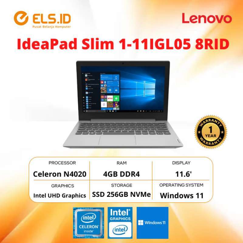 Jual Lenovo IdeaPad Slim 1 11IGL05 8RID Celeron N4020 4GB SSD 256GB 11 6 Di Seller ELS Computer