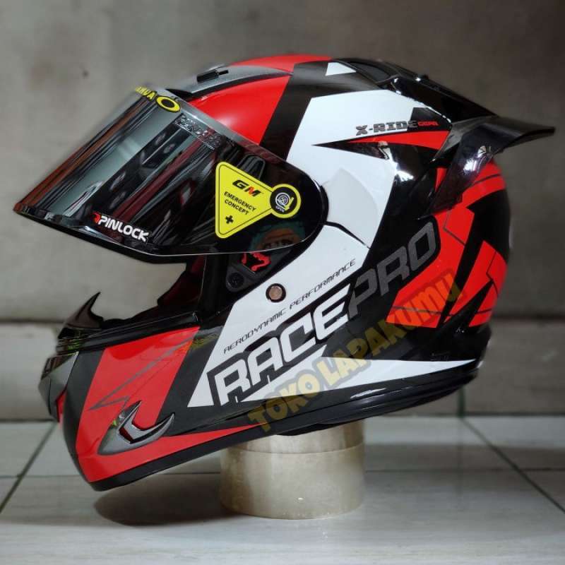 Promo Paket Ganteng Helm Gm Race Pro Full Face Diskon 11% Di Seller ...