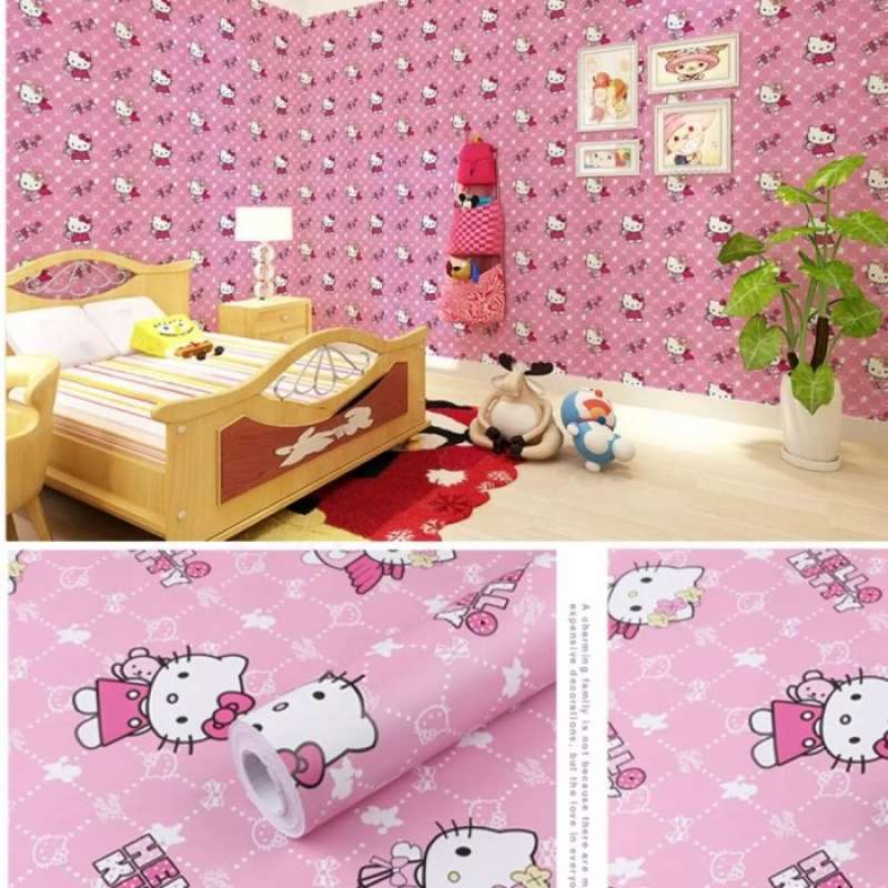 Jual Wallpaper stiker motif hello Kitty bintik kotak di Seller ...
