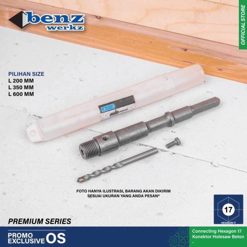 Promo Konektor Sambungan Bor Beton Hex 17 Hollow Drill Core L 200mm
