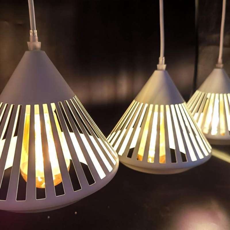 Jual Lampu Hias Pendant Light, Lampu Cafe, Kerucut Sangkar Metal 1set ...