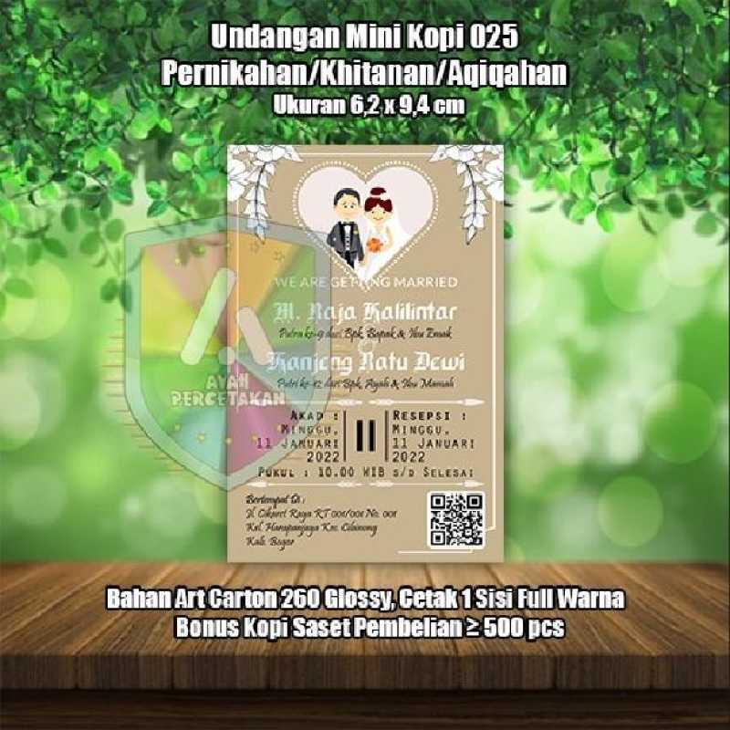 Jual Cetak Undangan Mini Kopi 021-025 Glossy Pernikahan Khitanan ...