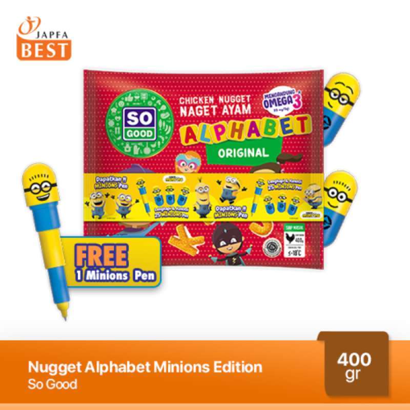 Promo So Good Chicken Nugget Alphabet 400 gr FREE MINIONS PEN Halal ...