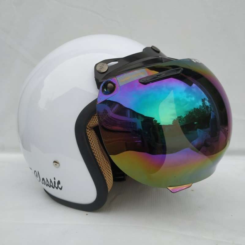 Jual helm retro classic putih glossy model helm bogo helm dewasa di ...