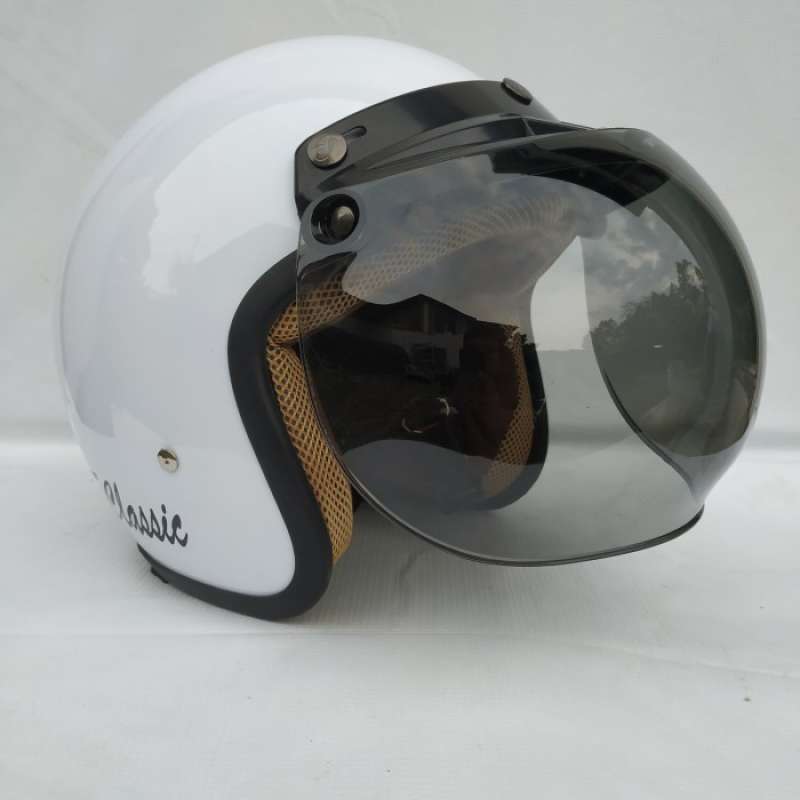 Promo helm retro classic putih glossy model helm bogo helm dewasa ...
