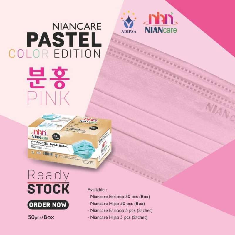 Jual MASKER MEDIS EARLOOP 3PLY PASTEL EDITION!! - NIAN CARE DISPOSABLE ...