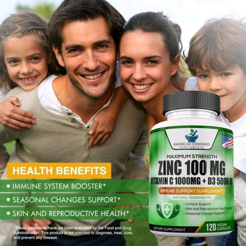 Jual American Standard Supplement Zinc 100 Mg + Vitamin C 1000 Mg + Vitamin D 5000 Iu Original ...