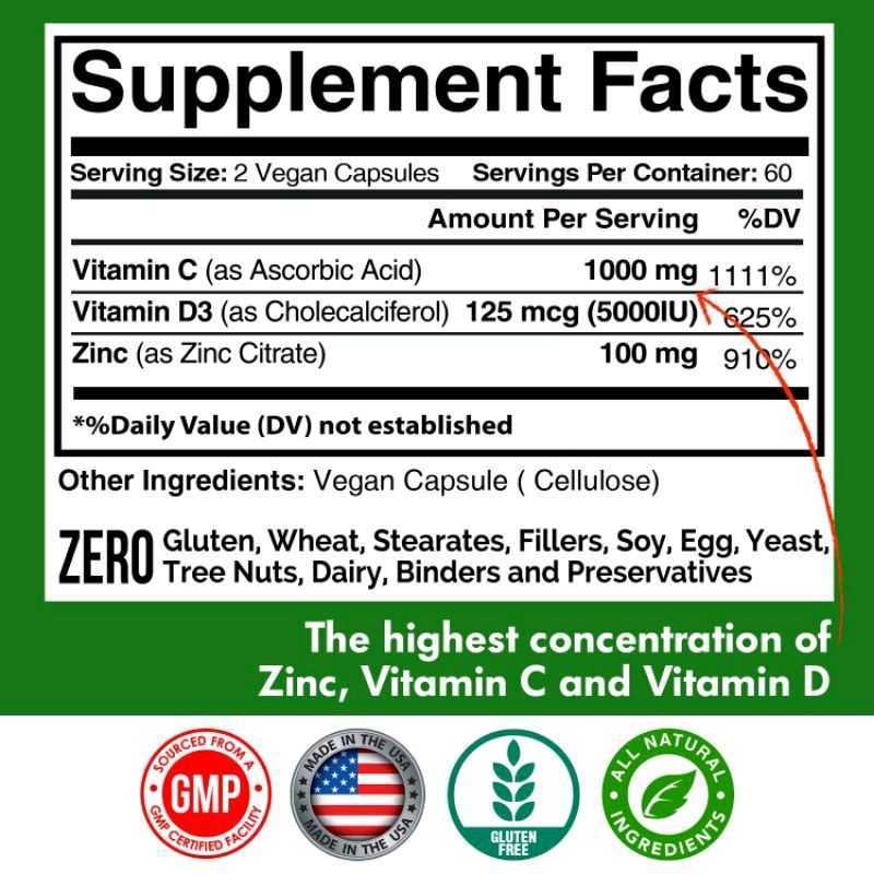 Jual American Standard Supplement Zinc 100 Mg + Vitamin C 1000 Mg + Vitamin D 5000 Iu Original ...