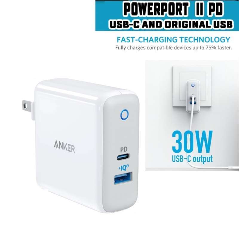 Promo Anker Charger POWERPORT II PD - PIQ (2 Ports ) Fast Charging ...