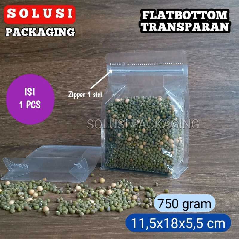 Jual FLAT BOTTOM TRANSPARAN 750gr FB Lightpack Kpack Kemasan Kopi ...