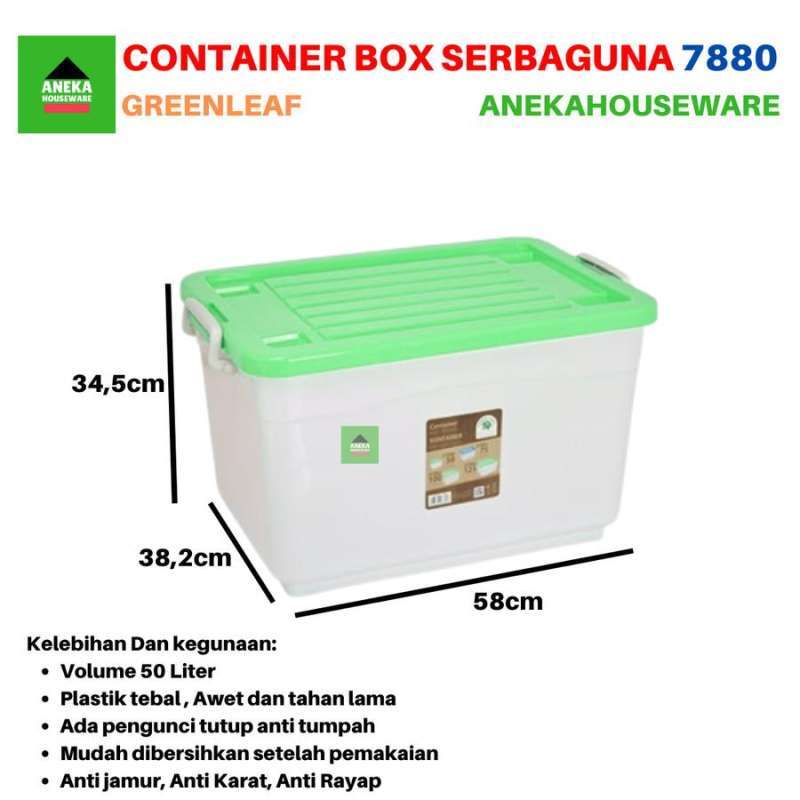 Jual Container Box 50 Liter 7880 Green Leaf - Merah Muda Di Seller ...