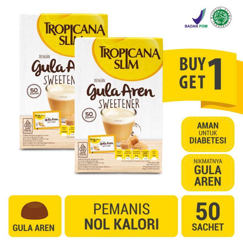 Promo Twin Pack : Tropicana Slim Sweetener Gula Aren 50 sachet ...