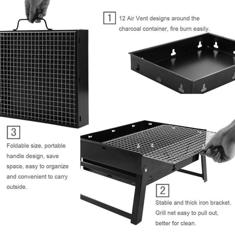 Jual Alat Panggang Arang BBQ Outdoor Desktop Grill Stove Foldable di ...