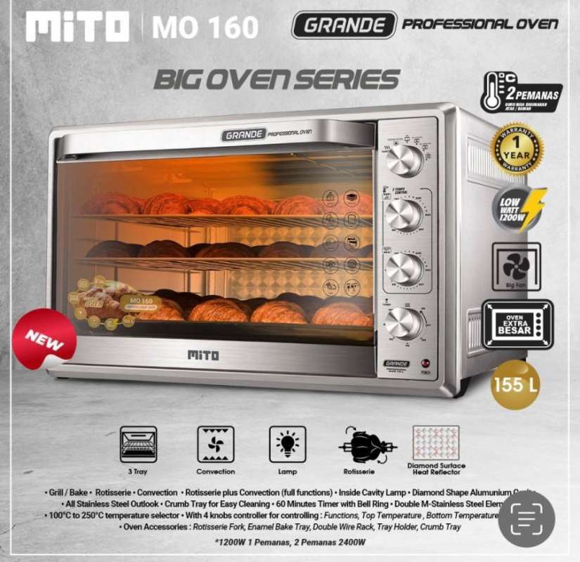 Jual MITO Electric Oven Profesional GRANDE MO 160 Oven 155 LITER ...