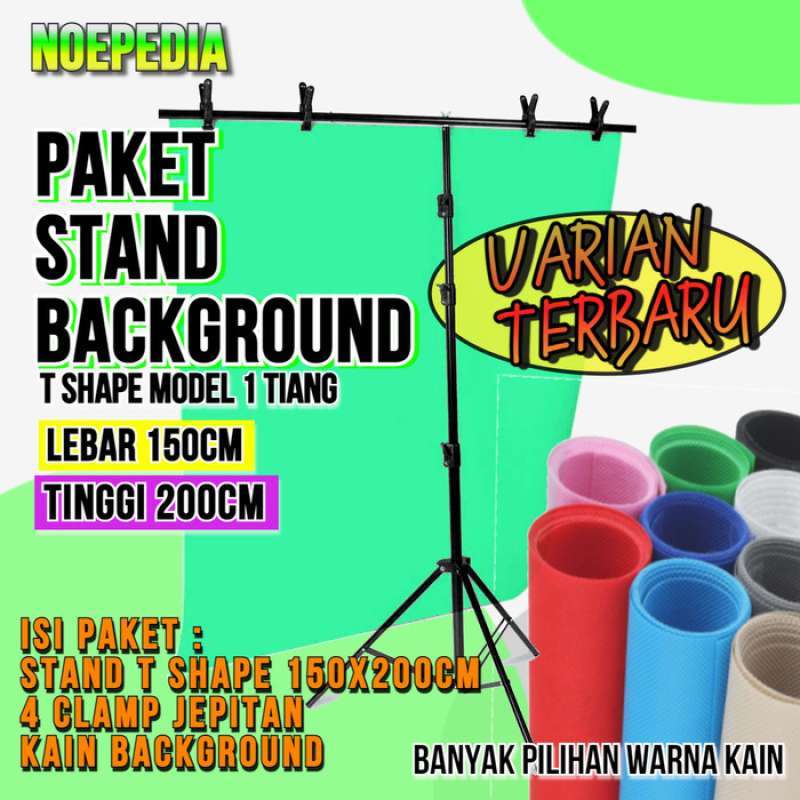 Promo Stand Background Green Screen Kain T Shape Backdrop Tiang 150X200 ...