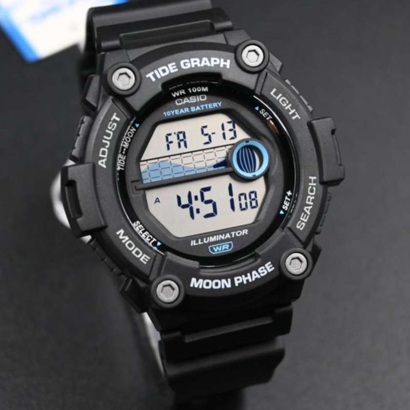Jual CASIO WS-1300H-1AVDF Jam Tangan Pria Digital Tide Graph Hitam ...