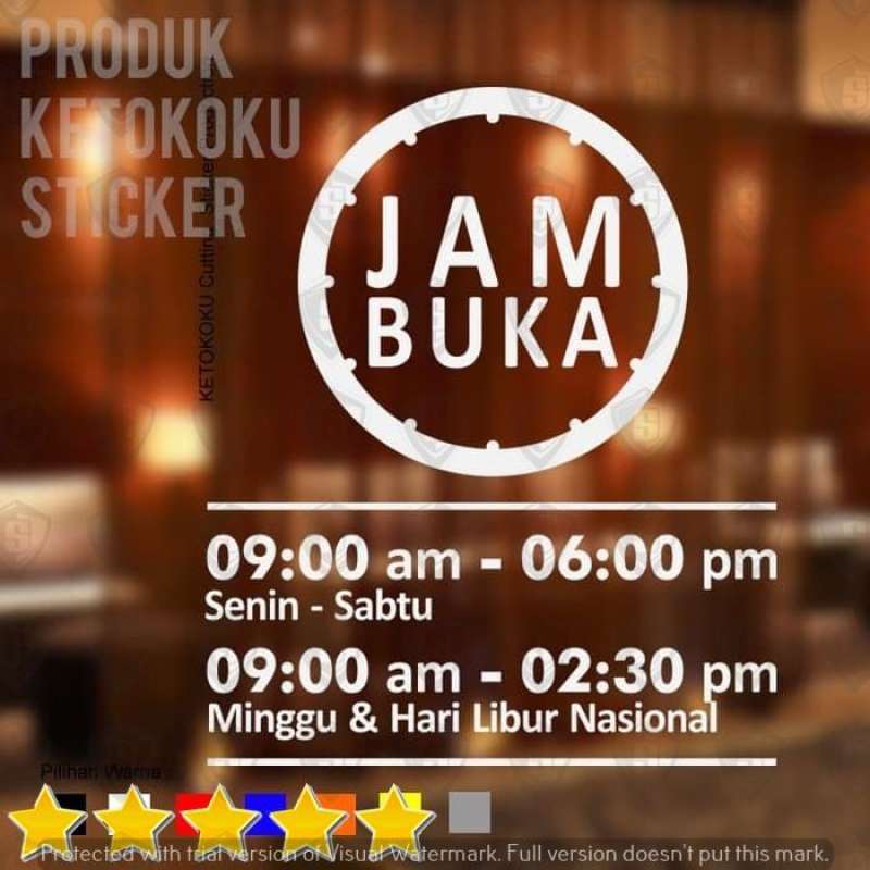 Jual Siladamas Sticker Custom Jadwal Buka Tutup Toko 1 Stiker Kaca Cafe ...