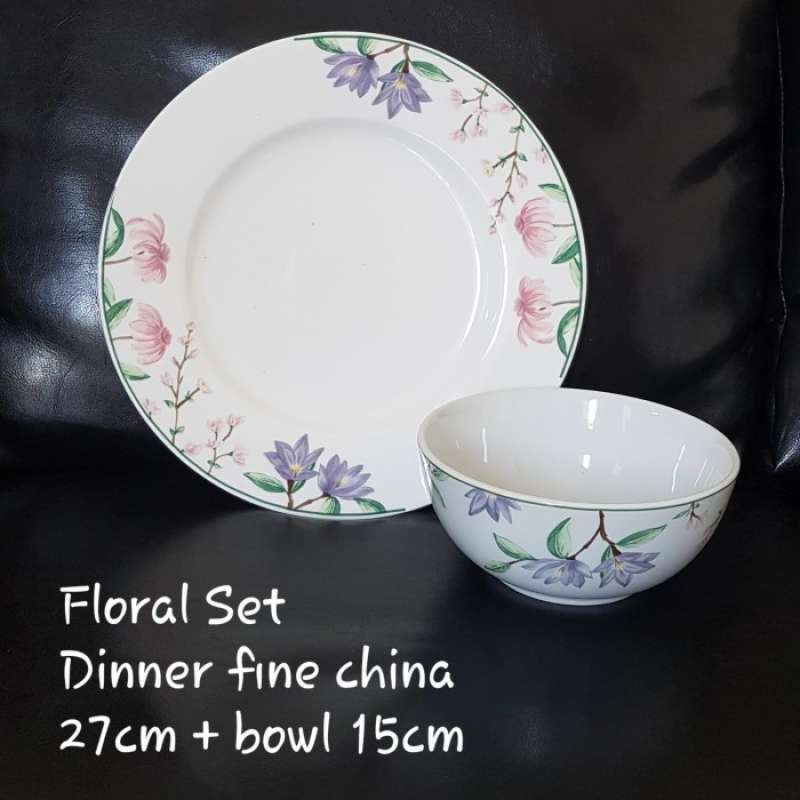 Promo Piring Makan Keramik Floral Set / Dinner set Diskon 23% di Seller ...
